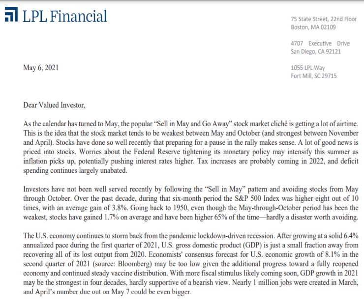 Client Letter | Out of the Shadows | May 6, 2021 - IFP - Financial ...
